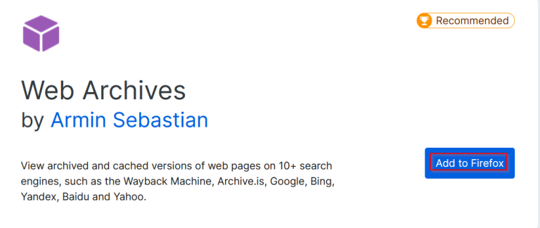 View Archives Of Web Pages In Firefox With This Add-on - I Have A PC