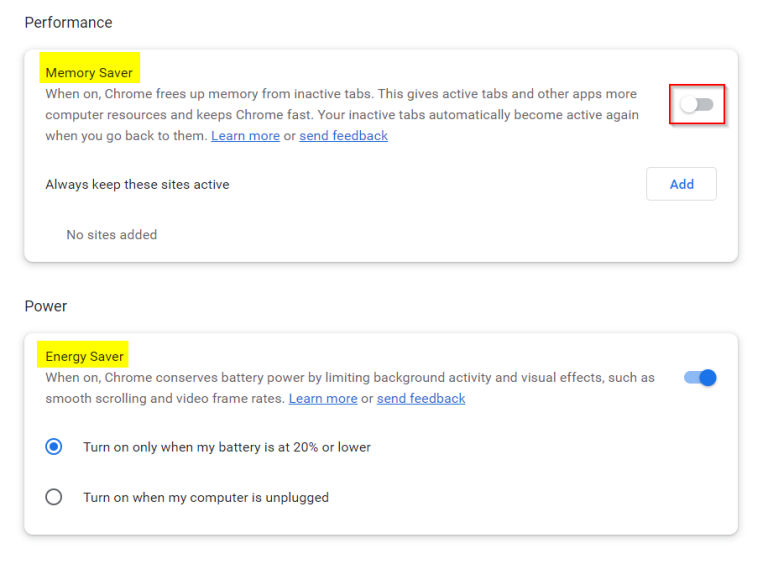 Personalize Performance Settings In Google Chrome - I Have A PC