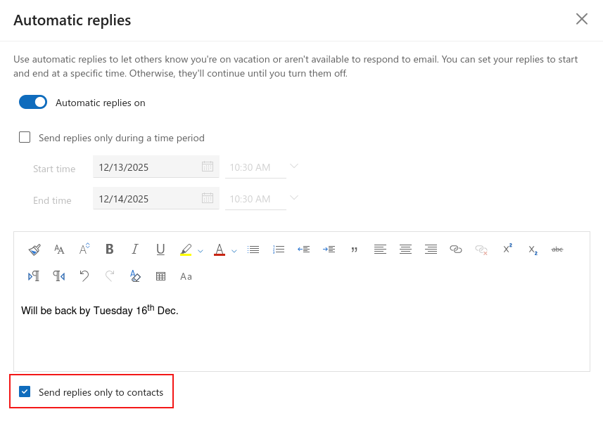 How to Configure Automatic Replies in Outlook Web - I Have A PC